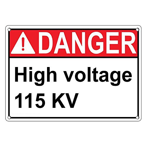 Weatherproof Plastic ANSI Danger High Voltage 115 KV Sign with English ...