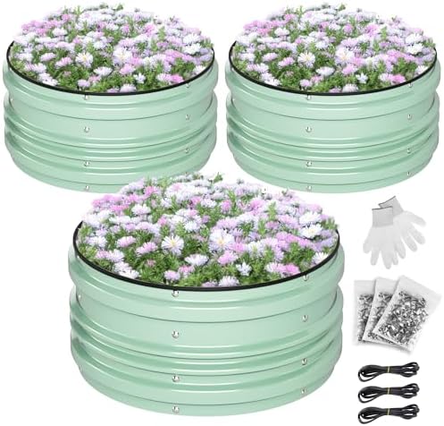 Amazon.com: WORKPRO 3Pcs 2x2x1ft Galvanized Raised Garden Bed Set, Rust ...
