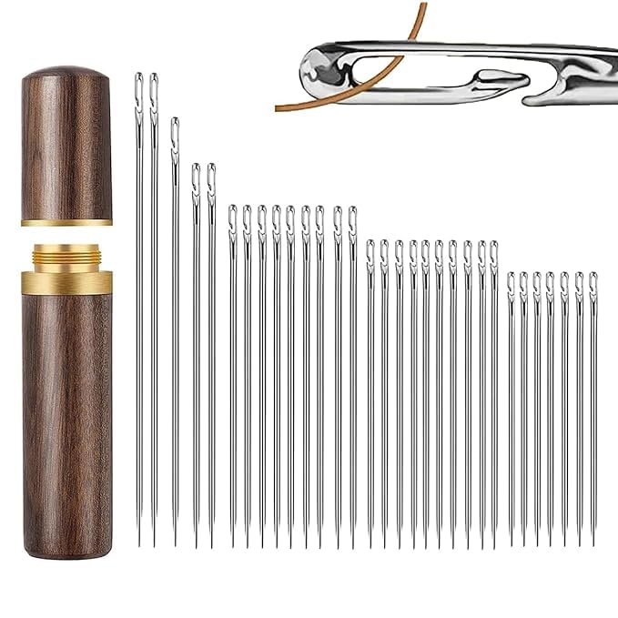 Lazpaz 25pcs Sewing Needle Set Large-Eyed Embroidery Needles 5 Sizes ...