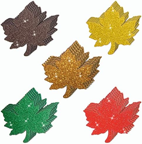 Amazon.com: 150Pcs Maple Leaves Cutouts Glitter Paper Fall Leaves Die ...