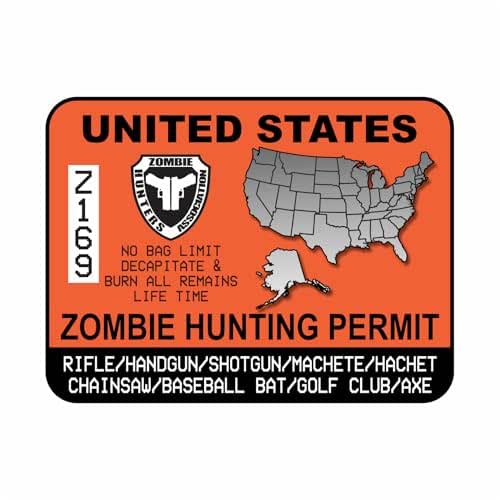 Amazon.com: 2 Pcs United States Zombie Hunting Permit Vinyl Sticker ...