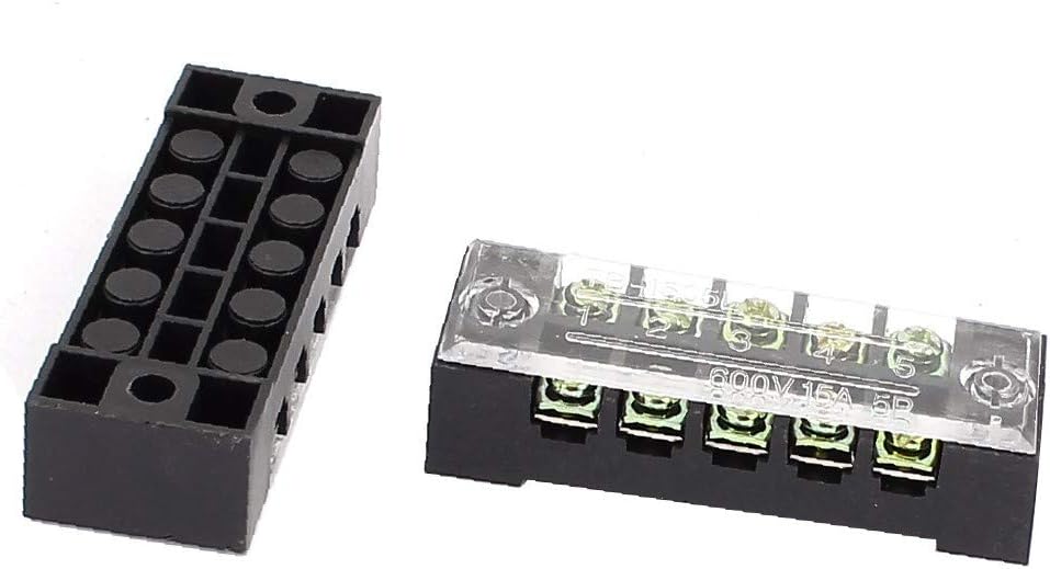 X-DREE 10 Pcs 600V 15A 5P Dual Row Electric Barrier Terminal Block Wire ...