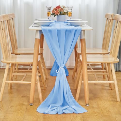 Runner tavola, BAYSEUN Runner da tavolo in chiffon celeste, 70cm x ...