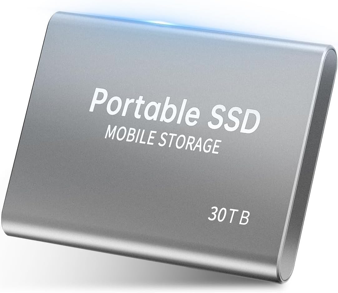 Amazon | 外付け SSD 30TB ポータブルSSD 高速SSD アップグレード 外付けSSD usb3.1 Type-C 超高速ドライブ/防水・防塵/耐衝撃 シルバー ssd30tb ...