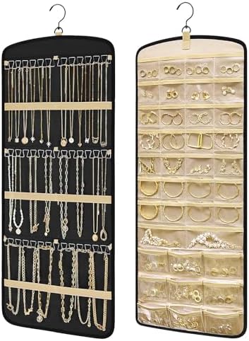 Kisvic Jewellery Organiser Hanging, Jewellery Storage Double Sided with ...