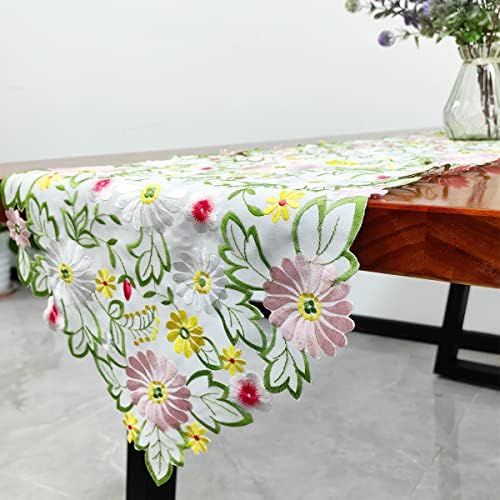 Amazon.com: Bringsine Table Runner Embroidered Flowery Applique Floral ...