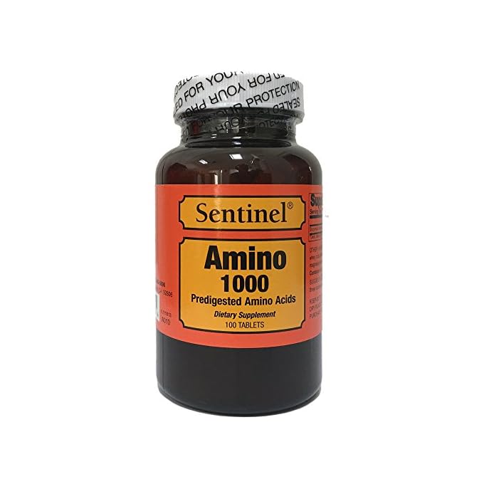 Sentinel Amino 1000 Predigested Amino Acids, Made in USA, 100 Tablets ...