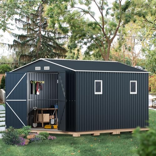 Amazon.com : Outsunny 11' x 13' Outdoor Storage Shed, Garden Tool House ...