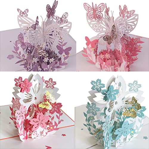 Amazon.com : TRUANCE Pop Up Greeting Cards Assortment, 4 Cards, Flower ...