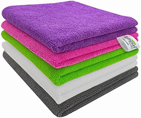 SOFTSPUN Microfiber Cloth - 4 pcs - 40x40 cms - 340 GSM Grey! Thick ...