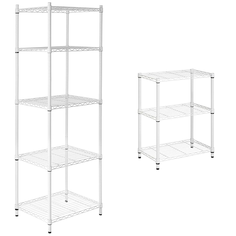 Honey-Can-Do SHF-01055 5-tier white shelving unit, 250 lbs & 3-Tier ...