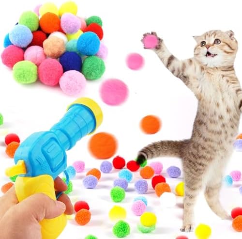 Amazon.com : Cat Toy Gun Launcher, Cat Ball Launcher and 30 Pcs Cat Toy ...