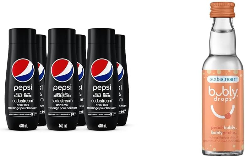 Pepsi Zero Sugar Flavour for SodaStream 440mL x 6 (Makes 54L) & Bubly ...