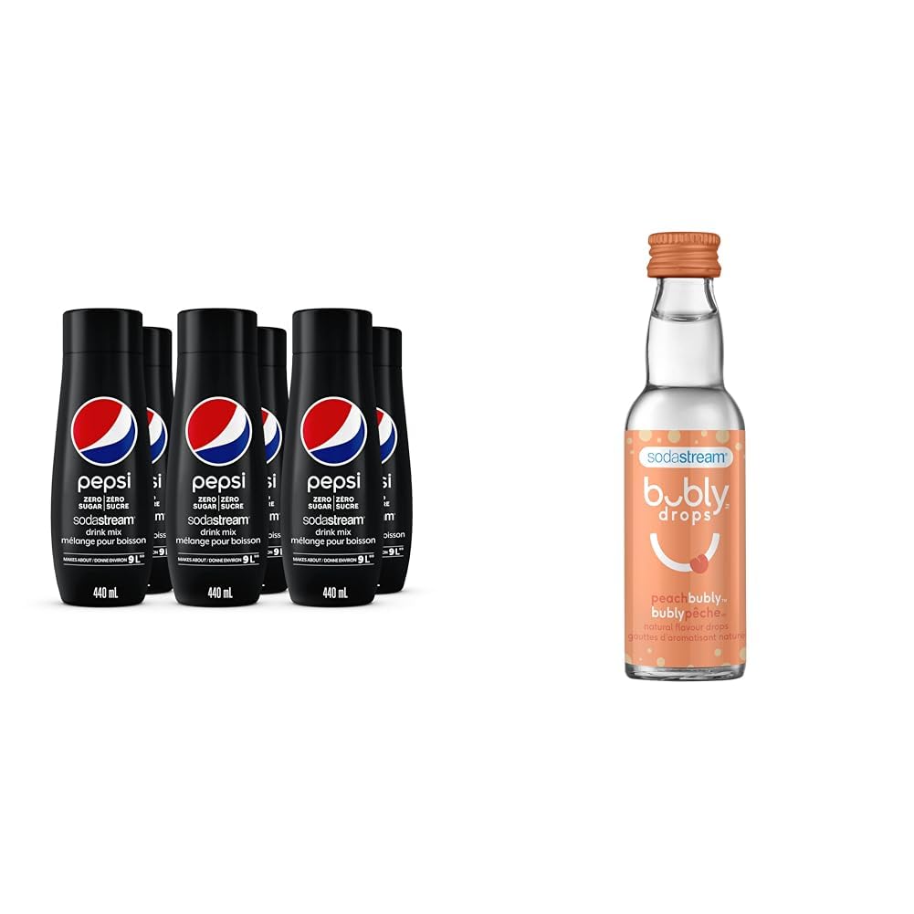 Pepsi Zero Sugar Flavour for SodaStream 440mL x 6 (Makes 54L) & Bubly ...