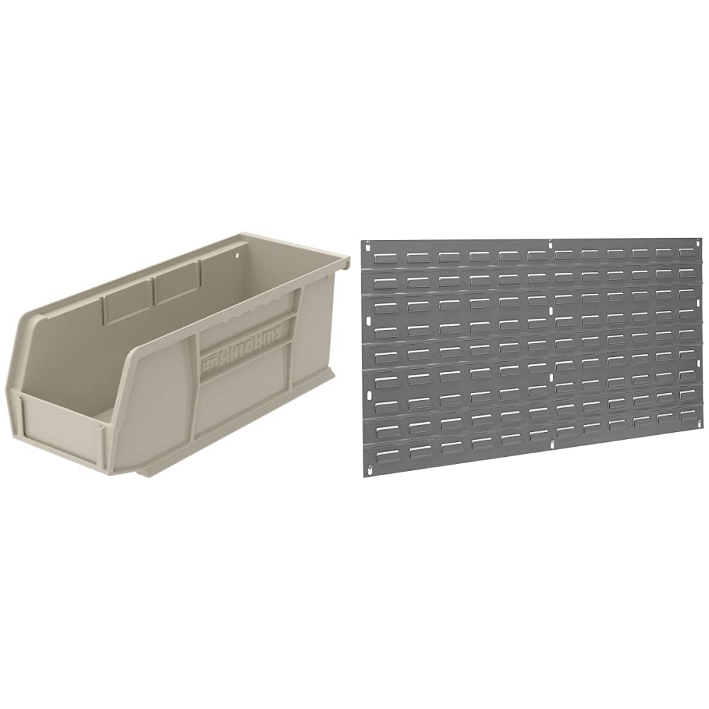 Akro-Mils Plastic Storage Bins and Wall Mount Panel Bundle (12-Pack ...