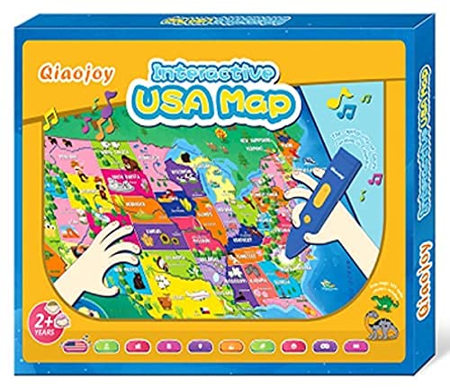 Qiaojoy Interactive Kids Map Bilingual United States Map for Kids ...