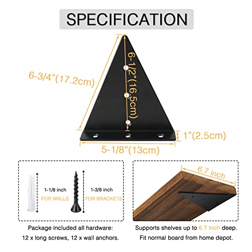 Ouvin Triangle Shelf Brackets 2Pack Decorative Industrial Shelf ...