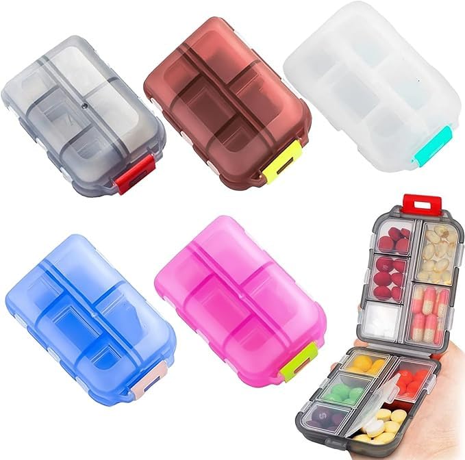 KELUMIE Mini Pill Box Travel Pill Box Small Pill Box 7 Days, Medicine ...