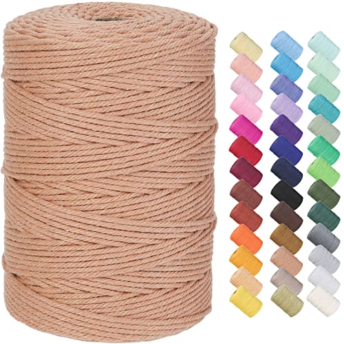 GOHOF Macrame Cord 3mm x 300m Premium Cotton Macrame Rope, 4 Strand ...