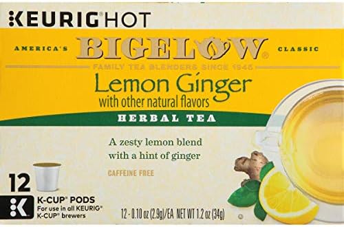 Amazon.com : Bigelow Lemon Ginger Herbal Tea Keurig K-Cups, Caffeine ...