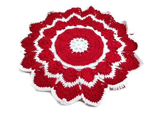 Altrona Handmade Red and White Color Wool Home Puja Thali Cover/Rumal ...