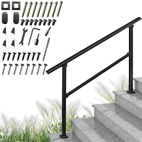 VEVOR Handrails for Outdoor Steps, 5-6 Step Stair Hand Rail Kit ...