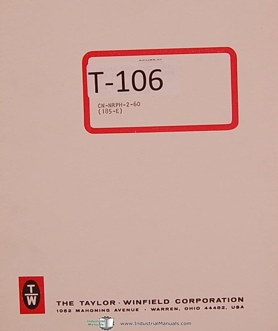 Taylor Winfield No. 185-E , 3 Phase Welding Machine Opertors ...