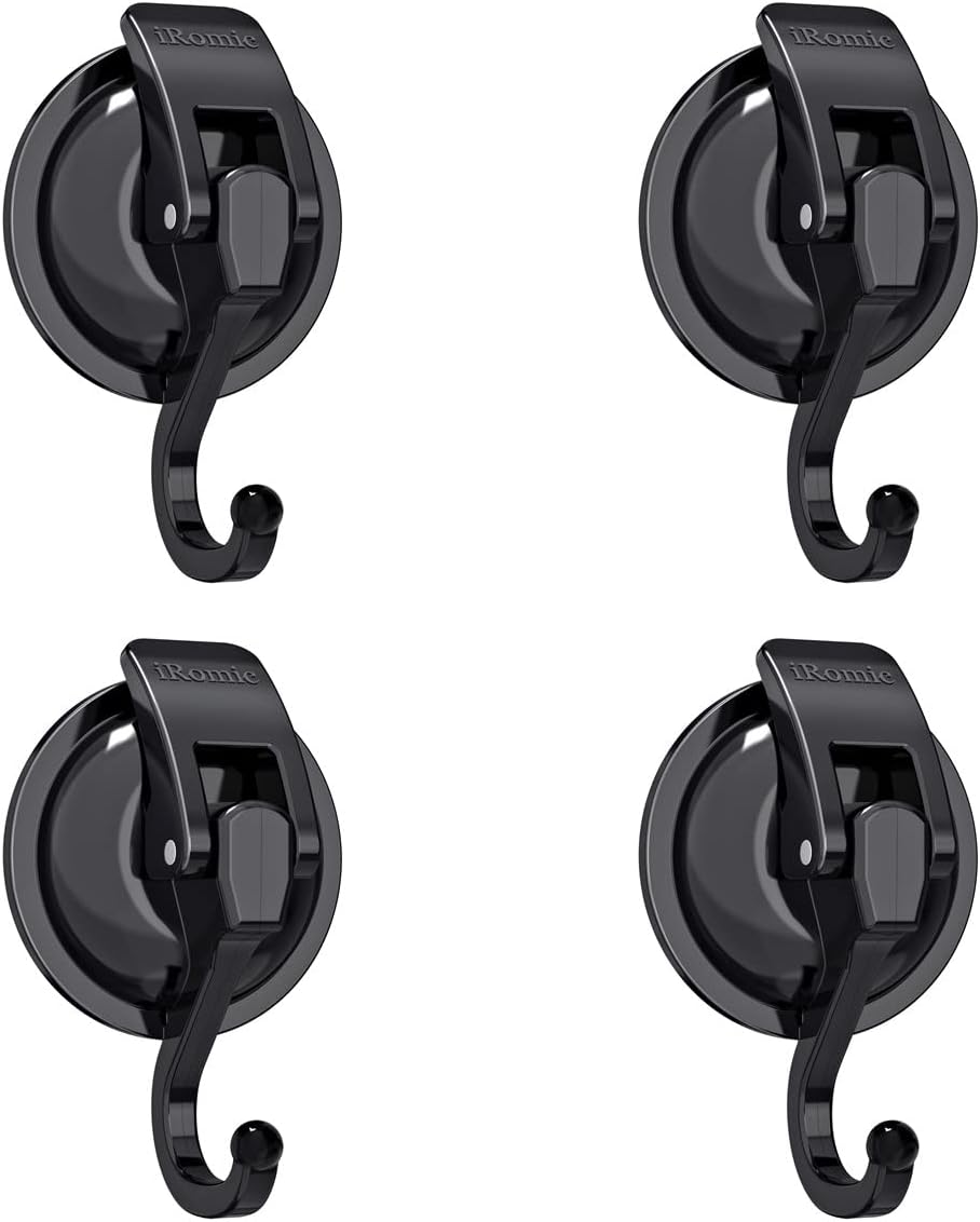 Amazon.com: iRomic Heavy Duty Vacuum Suction Cup Hooks (4Pack),Black ...