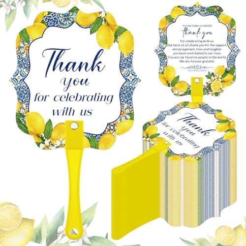 Amazon.com: GZLDGIFTS 2PC Lemon Wedding Favors Hand Folding Fans with ...