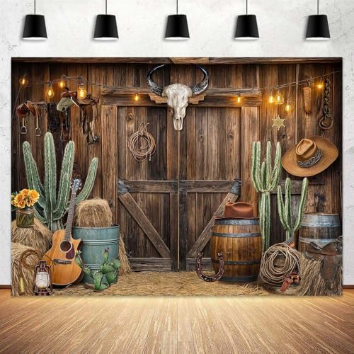 Amazon.com : 7x5ftWestern Rodeo Backdrop Wild West Rustic Wooden Barn ...