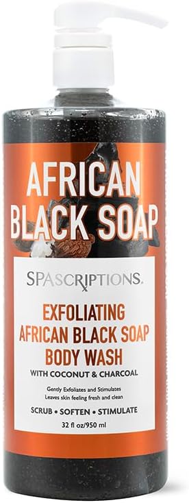Amazon.com : SpaScriptions Exfoliating African Black Soap Body Wash ...