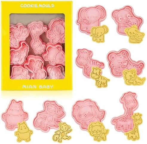Amazon.com: OT-NVWOZR 16pc Animal Cookie Cutters with Plunger Stamps ...