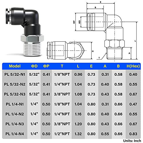 Snapklik.com : TAILONZ PNEUMATIC Male Elbow 1/4 Inch Tube OD X 1/8 Inch ...