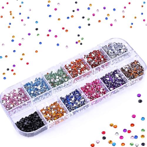 24 Colours 3-4mm Rhinestones, Rhinestones for Craft, Flat Back Resin ...