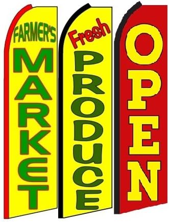 Amazon.com: Farmer's Market Fresh Produce Open Swooper Flags (Hardware ...