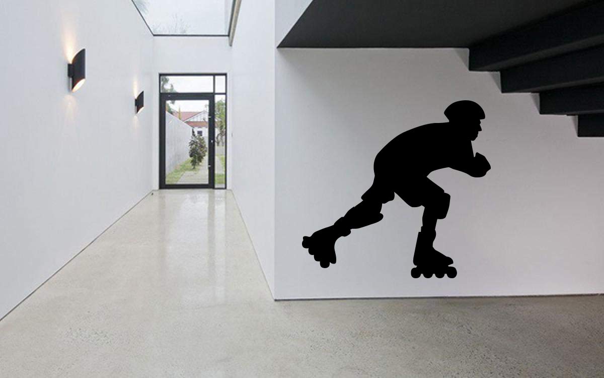 Rollerskating Man Silhouette Rollers Sport Wall Vinyl Sticker Car Mural ...