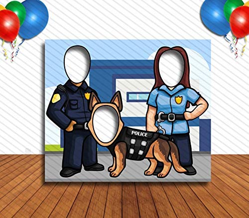 Amazon.com: Police Officers and Police Dog Hole in Face Banner, Face ...