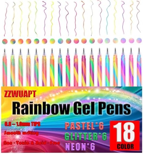 Amazon.com : LIULIUCAI 18 Pack Mixing of 3 Colors Rainbow Gel Pens ...