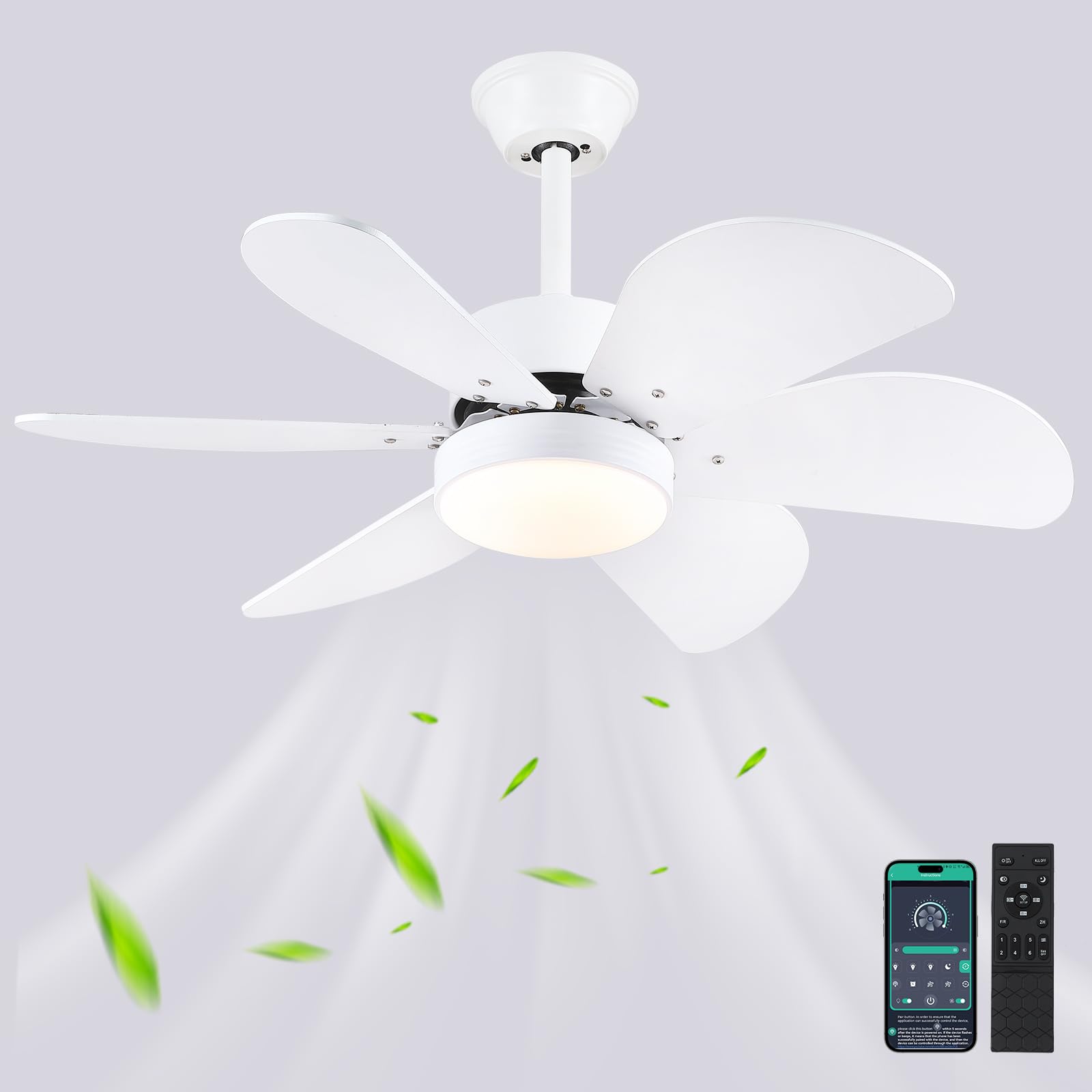 Amazon.com: MADSHNE Ceiling Fans with Lights and Remote,36" White ...