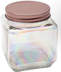 Amazon.com: Iridescent glass jar with rose gold lid : Home & Kitchen