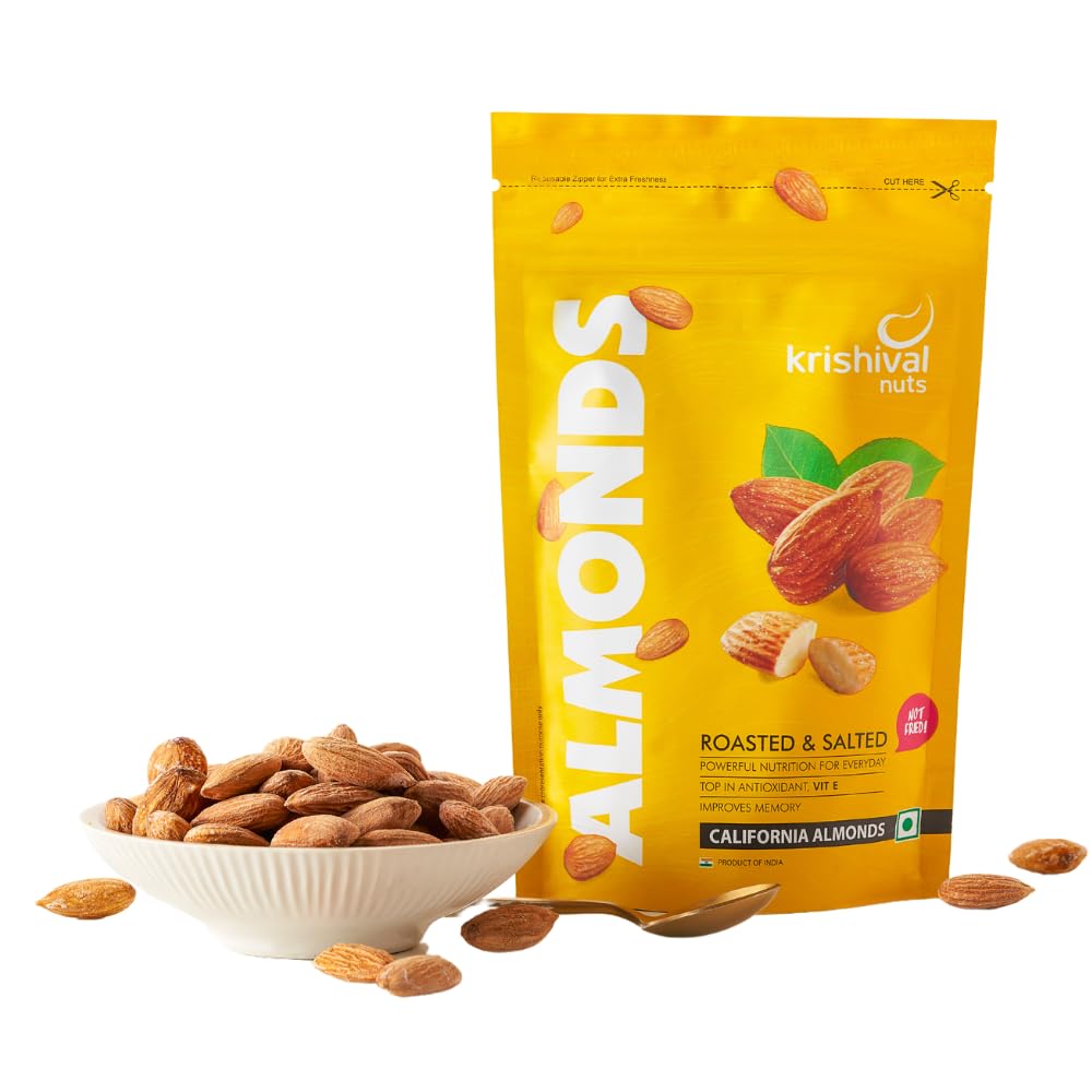 Krishival Nuts California Salted Almonds 1 kg (4 packs of 250g each ...