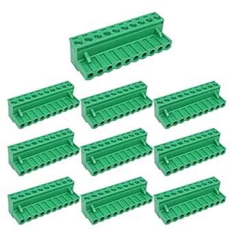 Cermant 10 pcs 10 Pin 5.08mm Pitch Pluggable PCB Angle Screw Terminal ...