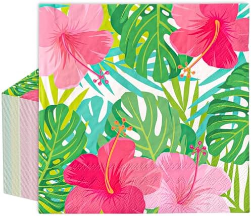 Amazon.com: Hotop 200 Packs Hawaiian Guest Napkins Tropical Napkins ...