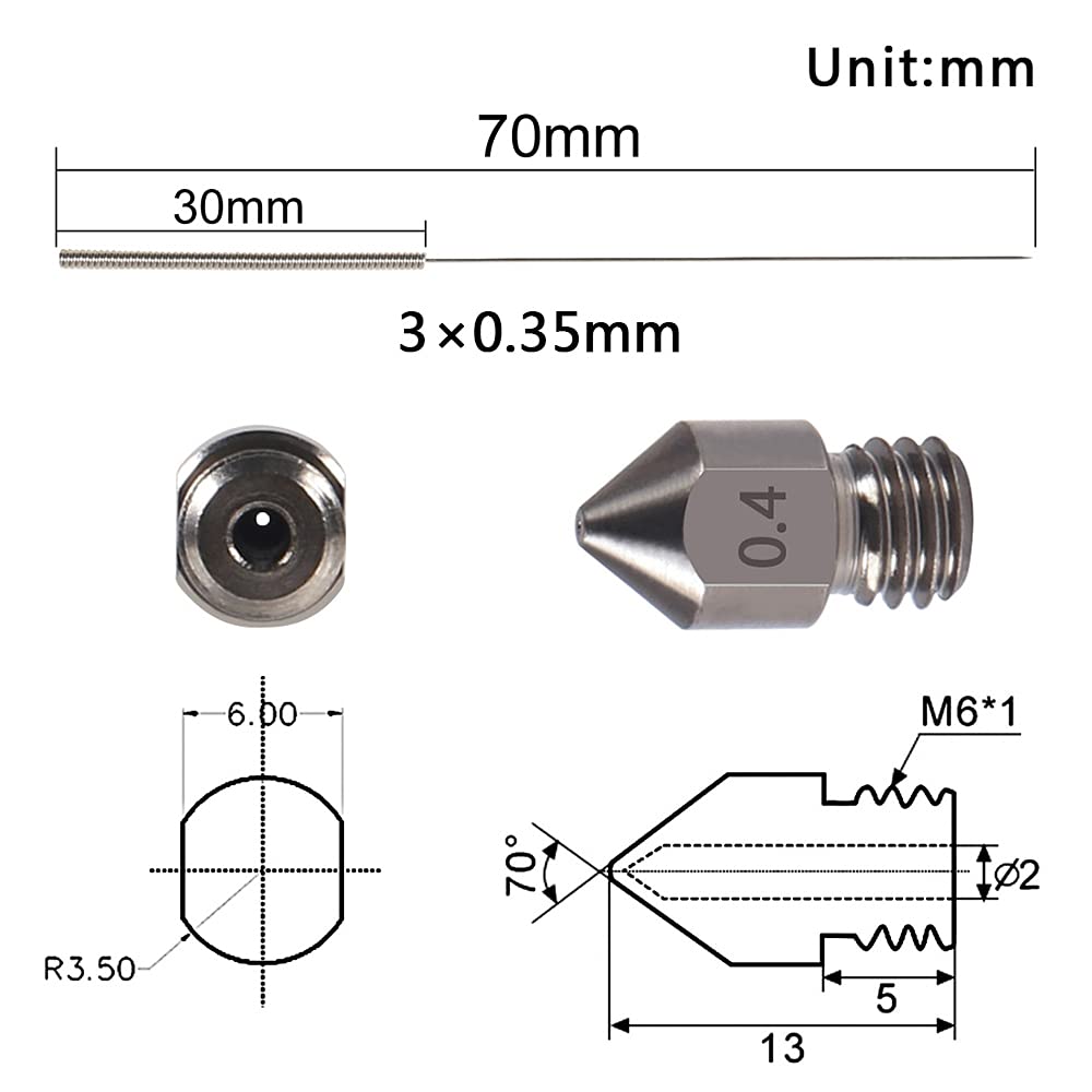 Snapklik.com : Aokin 3 Pcs 0.4mm Hardened Steel Nozzles MK8 Nozzles 3D ...