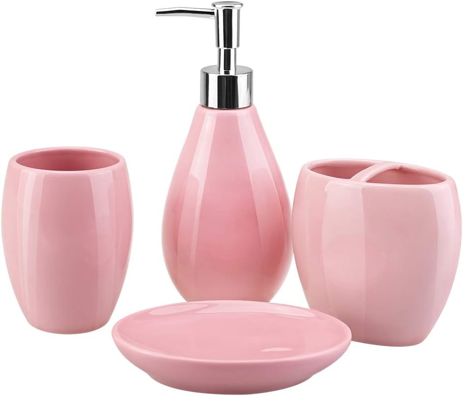 Amazon.com: 4-Piece Ceramic Bathroom Accessory Set, Bathroom ...