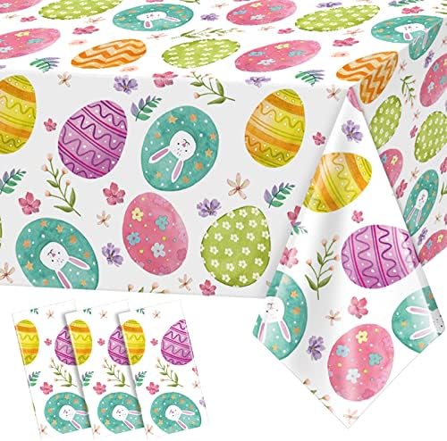 Amazon.com: 3 Pack Easter Tablecloth Party Decorations, Easter Eggs ...