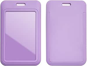 Amazon.com : Larpur Pack of 2 Sliding ID Badge Holders Hard Plastic ...