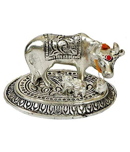 Buy Aapkidukan Cow with Calf Showpiece in White Metal Kamadhenu Gow ...