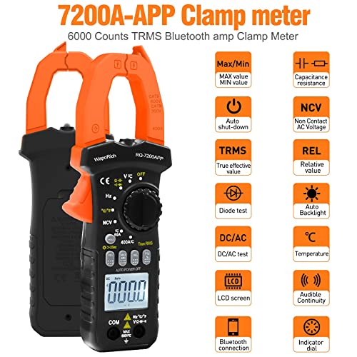 Digital Clamp-on Ammeter T-RMS 6000 Counts Measuring for A.C. & D.C ...