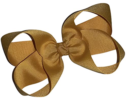 Amazon.com: Solid Gold (Mustard) Boutique Hair Bow 5" MADE IN USA ...